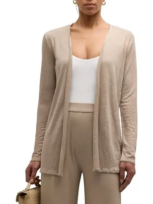 Majestic Filatures Majestic Filatures Stretch Linen Open-Front Cardigan Desert