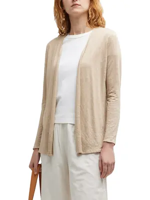 Majestic Filatures Majestic Filatures Stretch Linen Open-Front Cardigan Sable