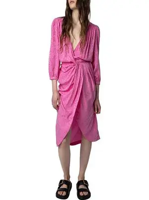 Zadig&Voltaire Renew Silk Jacquard Draped Dress - Tulipe
