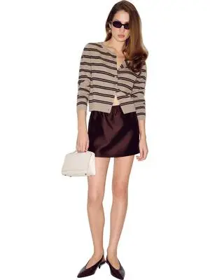 REFORMATION Clara Cashmere Crew Cardigan - Brown