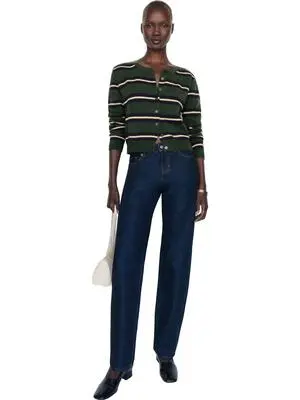 REFORMATION Clara Cashmere Crew Cardigan Green
