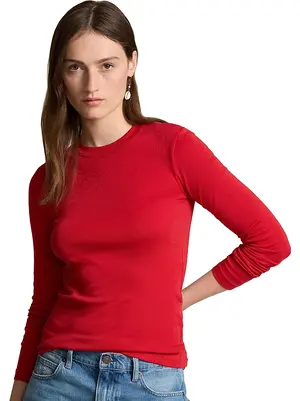 Ralph Lauren Slim Fit Cotton Long-Sleeve Tee Red