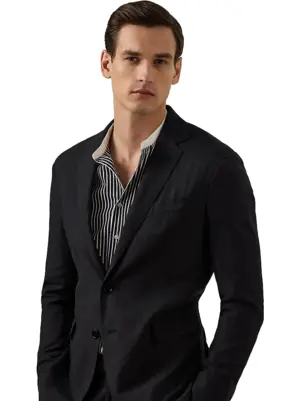 Ralph Lauren Hadley Hand-Tailored Silk-Linen Jacket Black