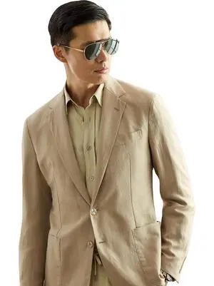 Ralph Lauren Hadley Hand-tailored Silk-linen Jacket - Champagne