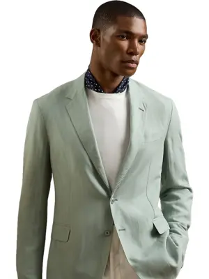 Ralph Lauren Hadley Hand-Tailored Silk-Linen Jacket Jadeite Melange