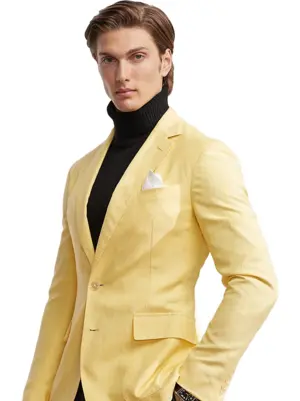 Ralph Lauren Hadley Hand-Tailored Silk-Linen Jacket Sun Yellow