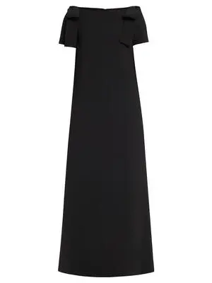 Carolina Herrera Crepe Column Gown With Shoulder Bows - Black