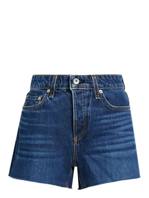 Rag & Bone Dre Frayed Denim Shorts - Mid Denim