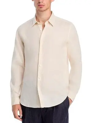 Theory Irving Shirt In Relaxed Linen Eggshell