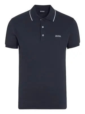 Zegna Stretch-cotton Polo Shirt - Blue