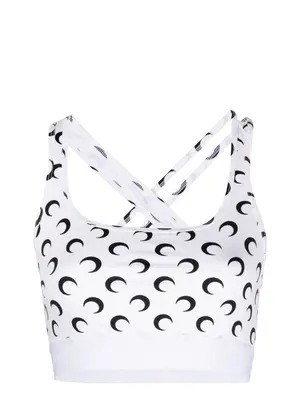 MARINE SERRE Crescent Moon Print Crop Top