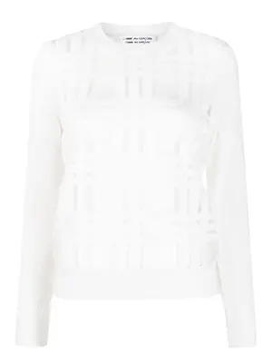 Comme Des Garçons Plaid Appliqué Knit Top - White