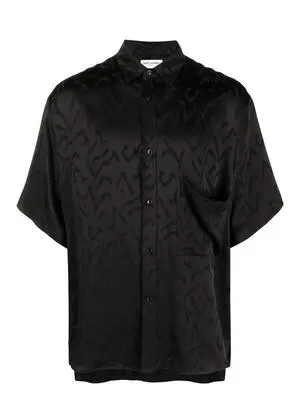 Saint Laurent Patterned-jacquard Short-sleeve Shirt - Black