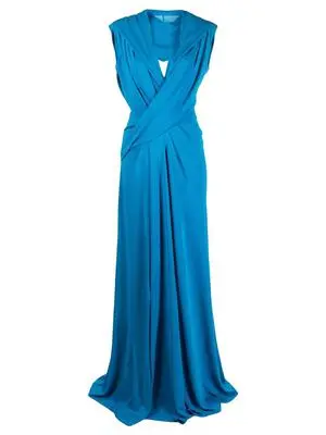 Alberta Ferretti Draped Open-back Gown - Blue