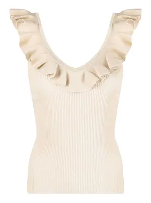 Zimmermann ZIMMERMANN Devi Ruffle-Trim Tank Top Neutrals