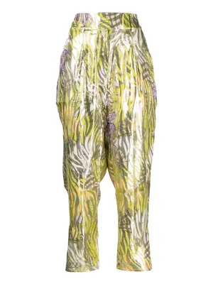 HAYLEY MENZIES Metallic Print Cropped Trousers - Green