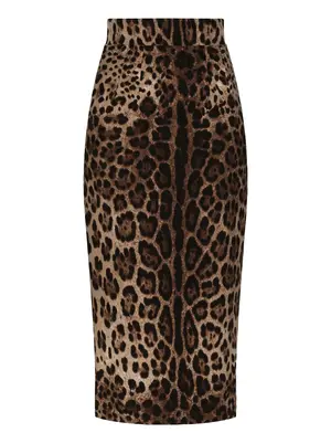 Dolce & Gabbana Leopard-print Midi Skirt - Brown