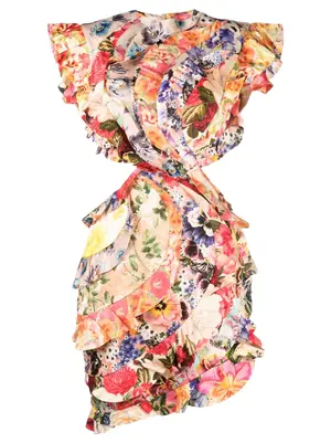 Zimmermann ZIMMERMANN Spliced Floral-Print Mini Dress Pink