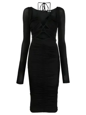 Versace Cut-out Lace-up Midi Dress - Black