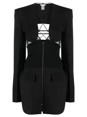 NENSI DOJAKA Cut-out Wool Minidress - Black