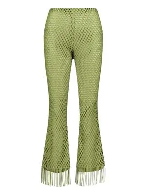 Giambattista Valli Fringed Macramé Flared Trousers - Green