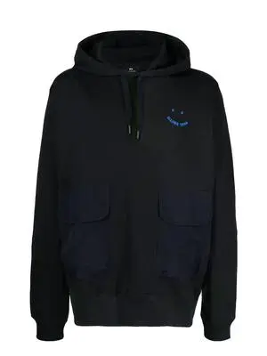 Paul Smith Happy Logo Embroidered Hoodie - Blue