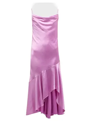 Pinko La Rosas High-low Satin Midi Dress - Pink