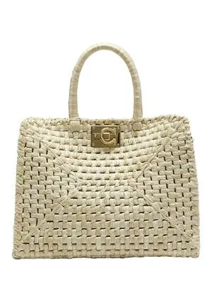 FERRAGAMO Ferragamo The Studio Raffia Basket Top Handle Bag Raffia