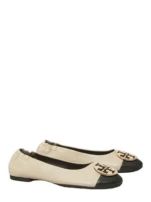 Tory Burch Claire Cap-toe Ballet Flat - Black/new Cream