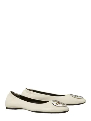 Tory Burch Tory Burch Claire Cap-Toe Ballet Flat New Ivory/silver/gold