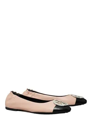 Tory Burch Tory Burch Claire Cap-Toe Ballet Flat Rose Silk/perfect Black