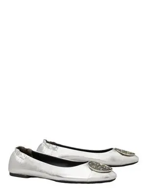 Tory Burch Tory Burch Claire Cap-Toe Ballet Flat Silver/silver/silver