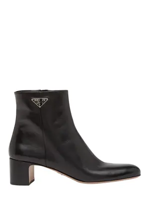 Prada Prada Leather Ankle Booties Nero