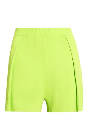 Lapointe Pleated Ribbed-knit High-rise Shorts - Lime Green