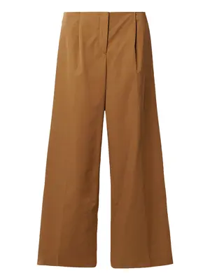 INTERIOR Leila Embroidered Wide-leg Pants - Light Brown