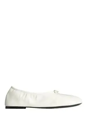 Cos Leather Ballet Flats With Square Toe And Bow Detailing - White