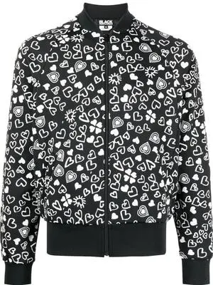 BLACK COMME DES GARÇONS Heart-print Bomber Jacket - Black