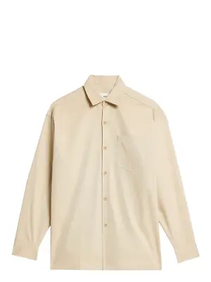 Ami Logo-print Button-front Shirt - Neutrals