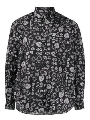 BLACK COMME DES GARÇONS Heart-print Cotton Shirt - Black