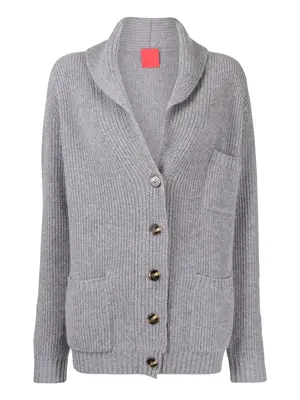 Cashmere In Love Knitted Cardigan With Shawl Lapels - Grey