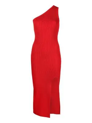 Michael Kors Asymmetric Knitted Dress - Red