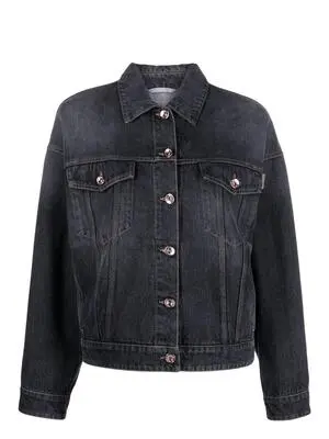 Brunello Cucinelli Brunello Cucinelli Monili Embellished Denim Jacket Grey