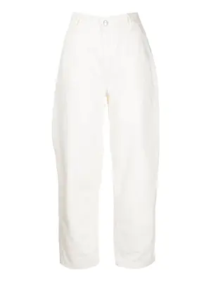 Maison Kitsuné Cropped Straight-leg Jeans - White