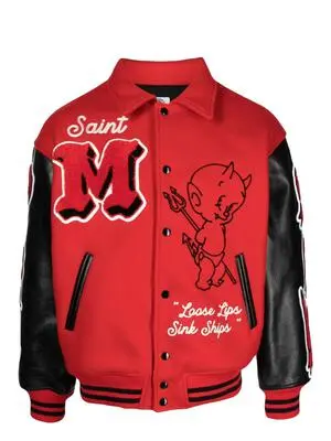 SAINT MXXXXXX Devil Varsity Jacket - Red