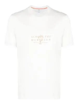 Brunello Cucinelli Slogan-print Cotton T-shirt - White