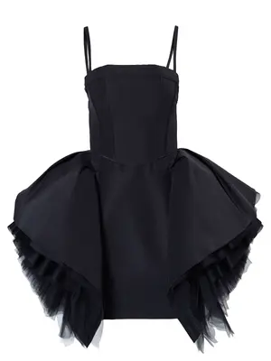 Carolina Herrera Ruffled-tulle Silk Dress - Black