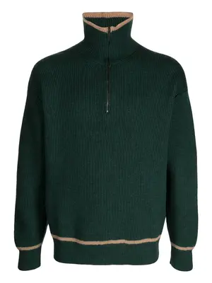 Pringle Of Scotland Half-zip Wool Jumper - Green