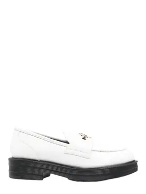 Moschino Logo Plaque Loafers - White