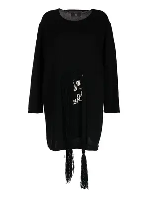 Y’s Intarsia-knit Skeleton Jumper - Black