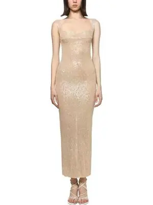 ATU BODY COUTURE Sequin-Embellished Midi Dress Neutrals